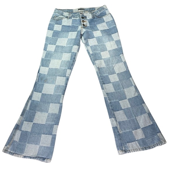 Frankie B. | Jeans | Vtg Frankie B Bell Bottom Flare Patchwork Checker ...